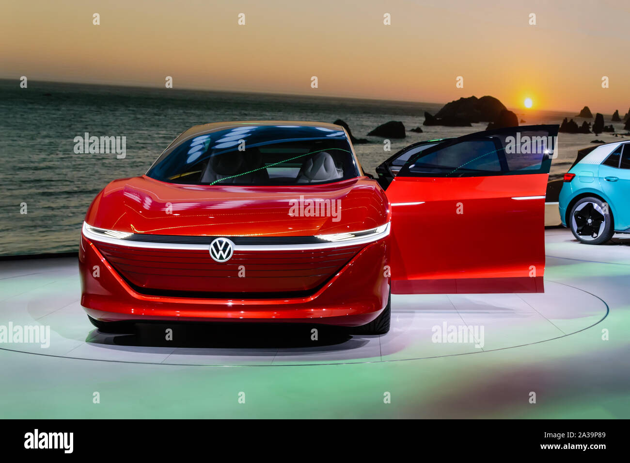 FRANKFURT - SEP 15, 2019: Red Volkswagen ID Vizzion or VW I.D. Vizzion ...