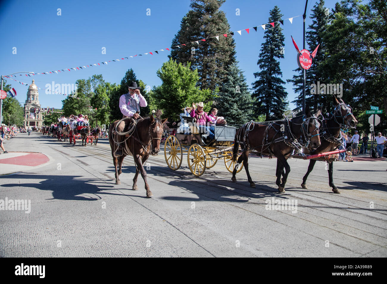 Scene from one of the almost-daily parades through downtown Cheyenne ...