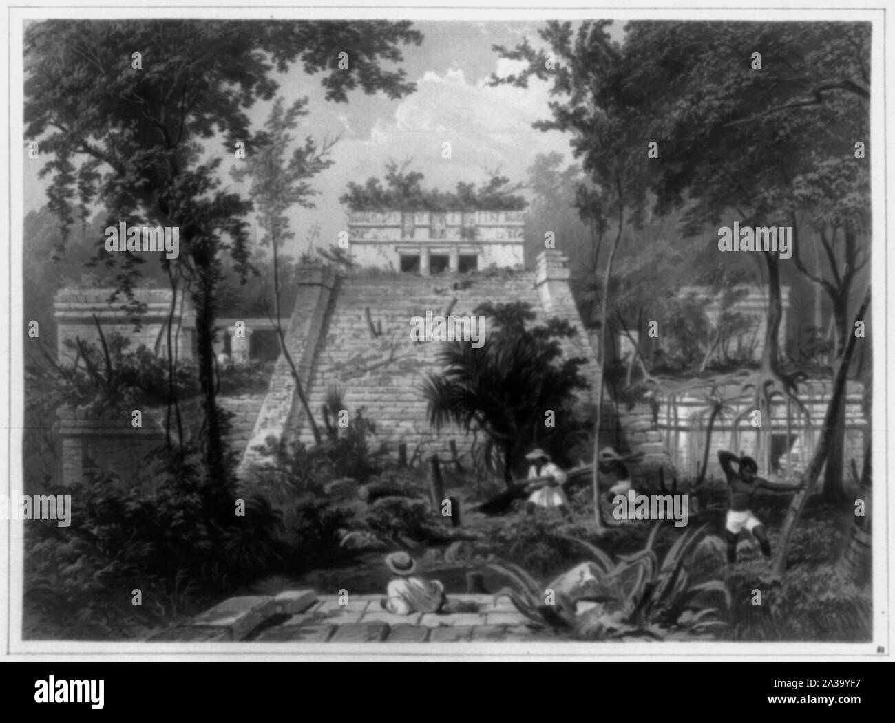 Scene of ancient Mayan Indian monument in the Yucatan Penninsula of ...