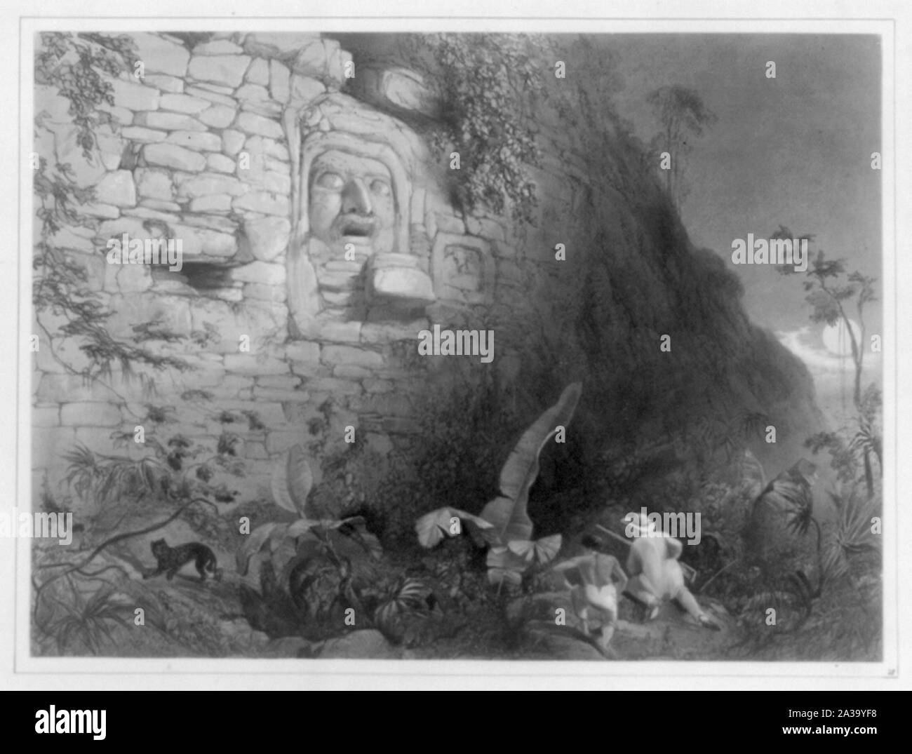 Scene of ancient Mayan Indian monument in the Yucatan Penninsula of ...