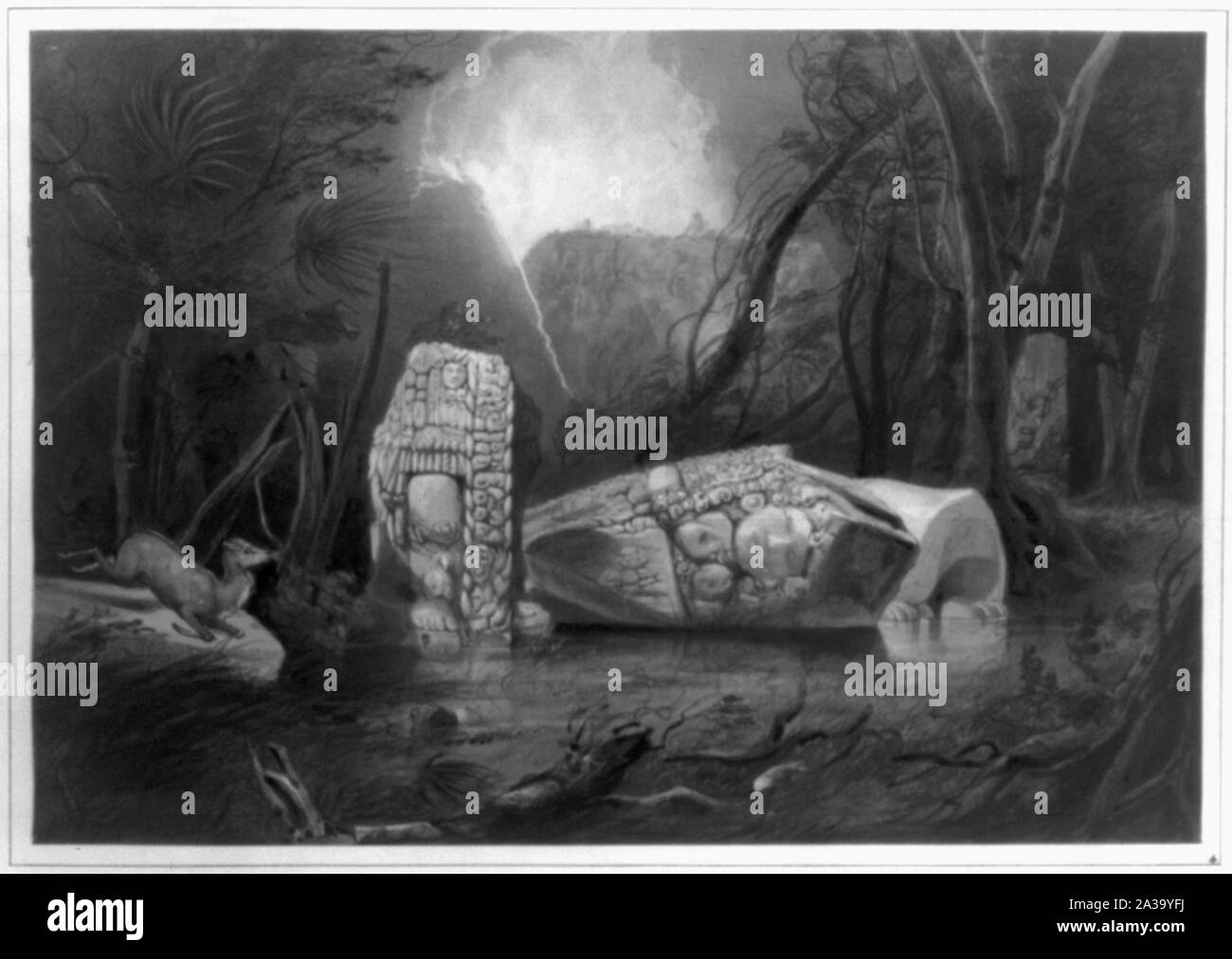 Scene of ancient Mayan Indian monument in the Yucatan Penninsula of ...