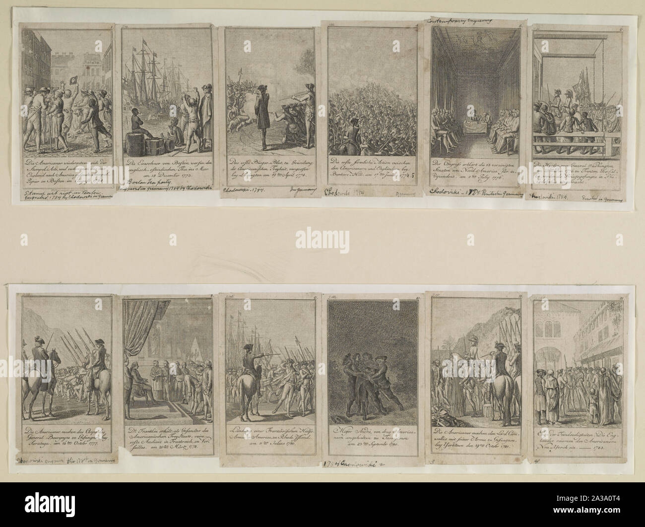 Scenes from events and battles leading up to and during the American ...