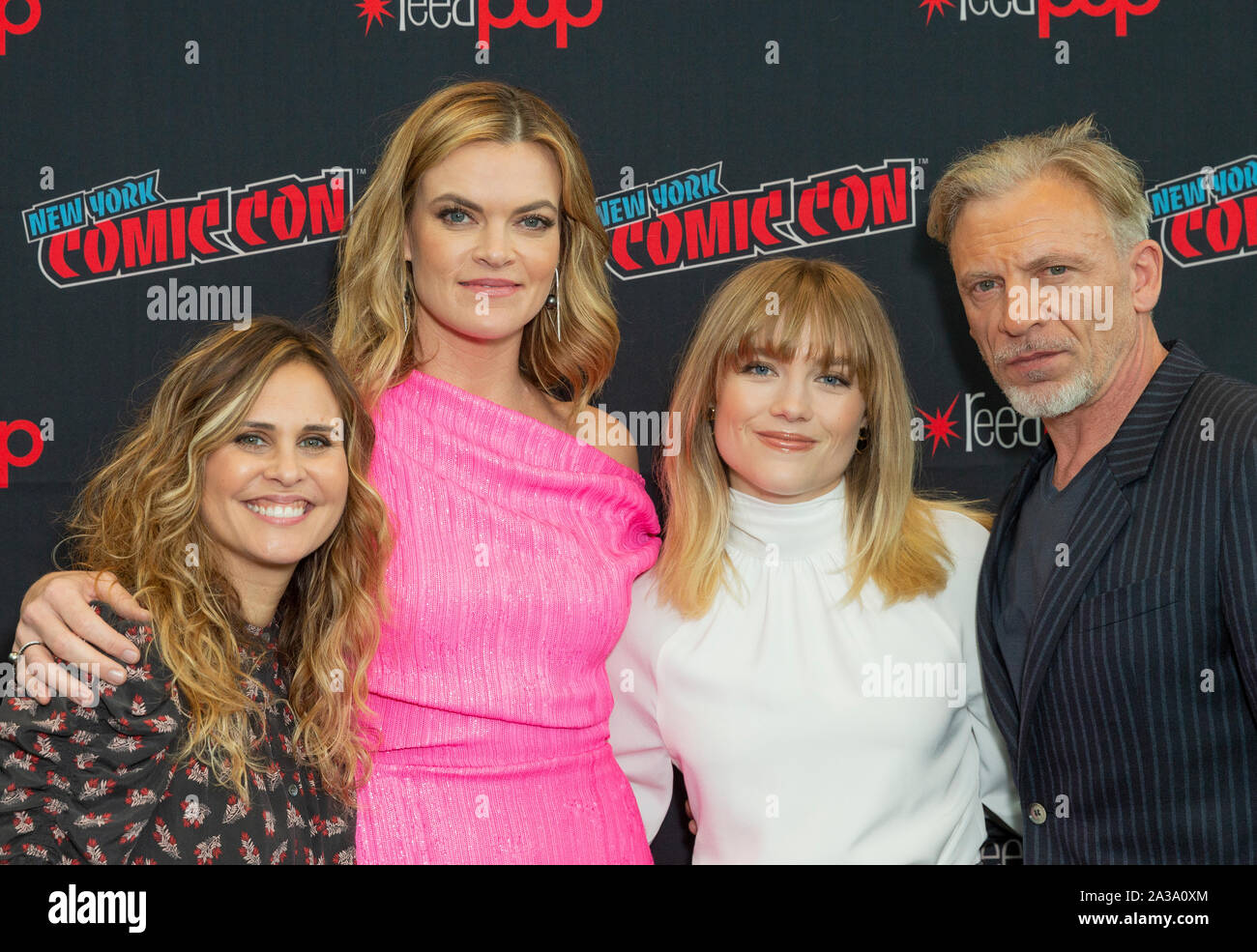 New York, NY - October 6, 2019: Lauren LeFranc, Maddie Hasson, Missi ...