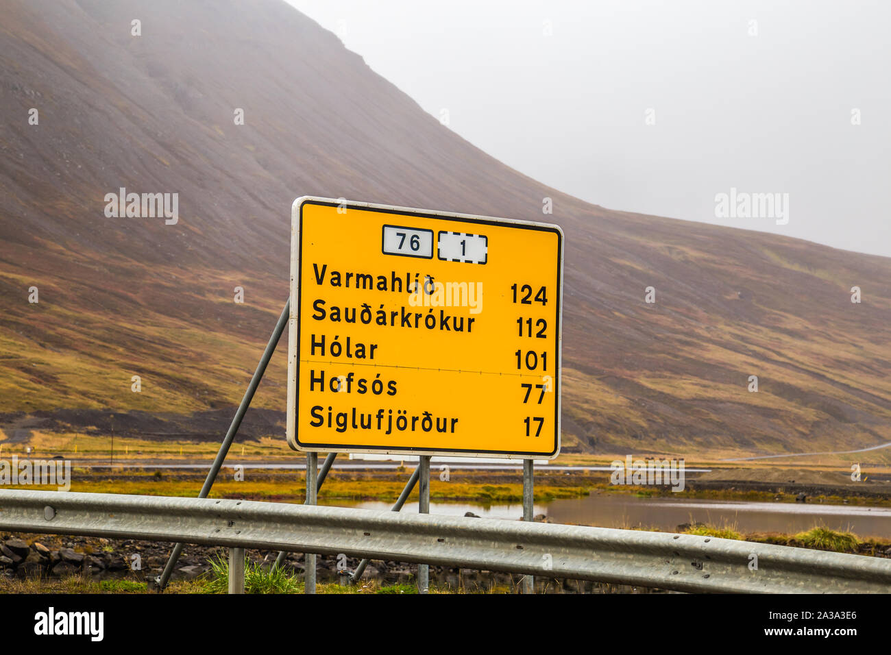 Road sign on Ring Road in Northern Iceland Stock Photo - Alamy