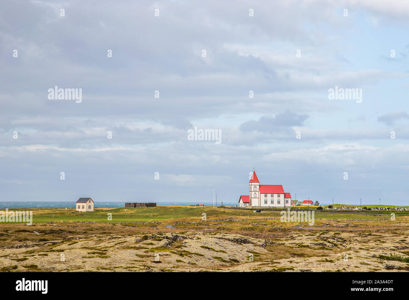 Kalfatjarnarkirkja is a beautiful church in Vogar, Iceland Stock Photo ...