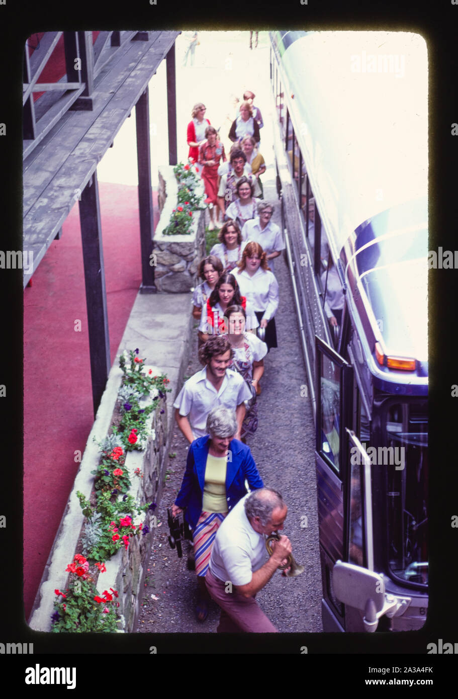 Scott's bus send off, Deposit, New York Stock Photo - Alamy