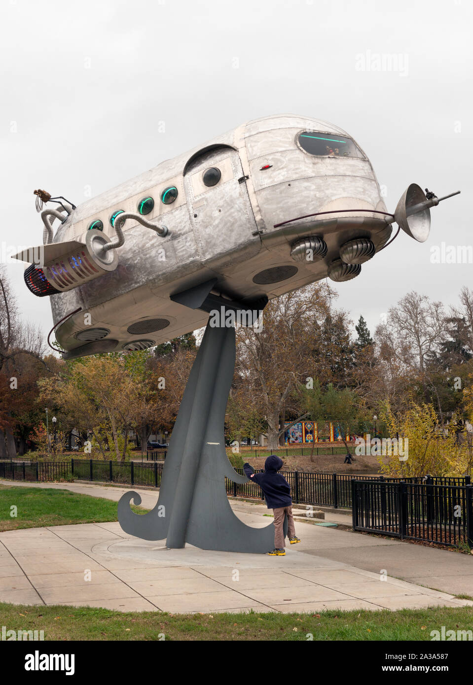 Sculptor Joe Scarpa executed this playful piece featuring a futuristic ...