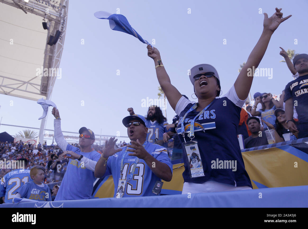 Los Angeles, California, USA. 6th Oct, 2019. Los Angeles Chargers fans ...