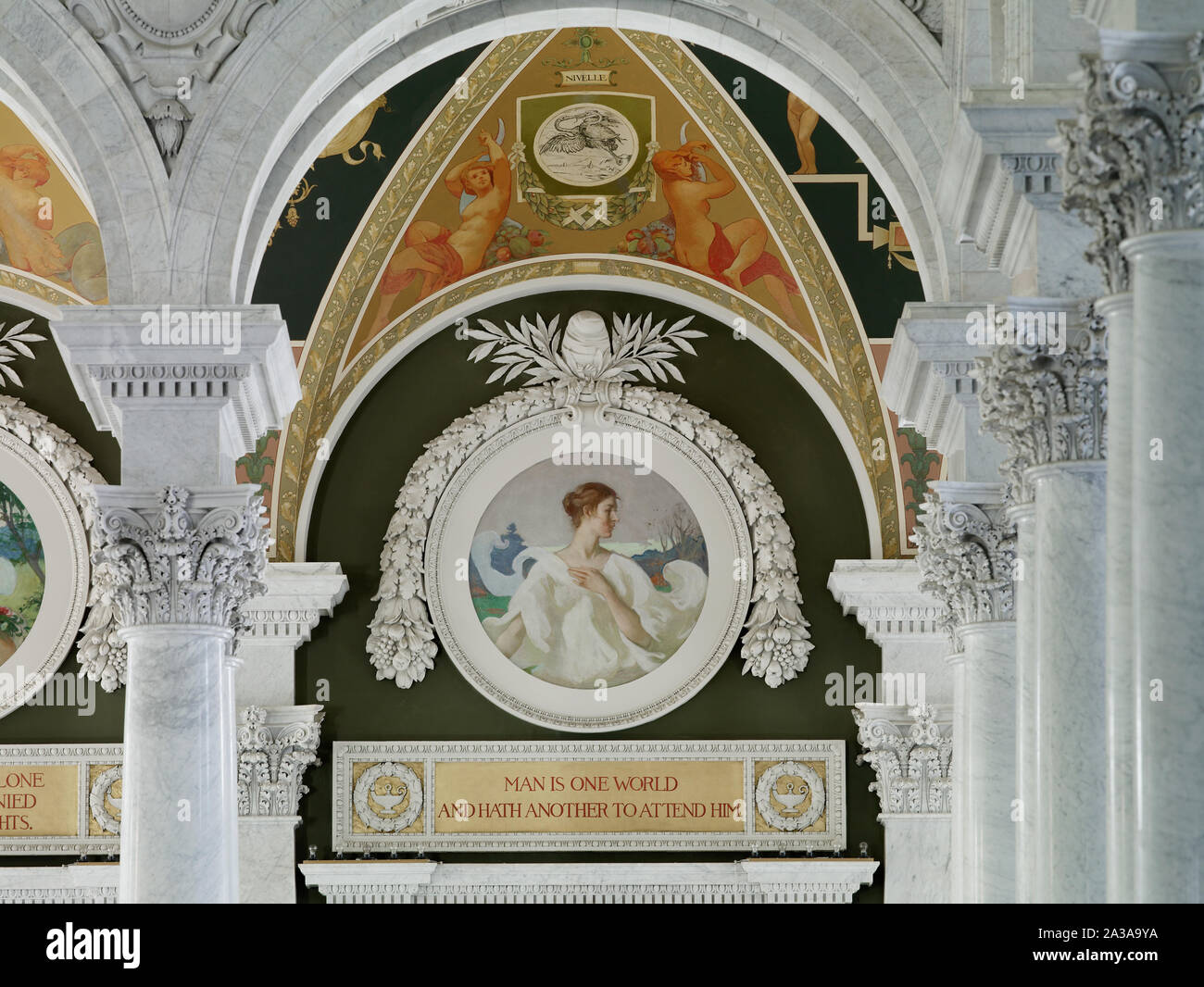 Second Floor, South Corridor. Mural of Autumn by Frank W. Benson under ...