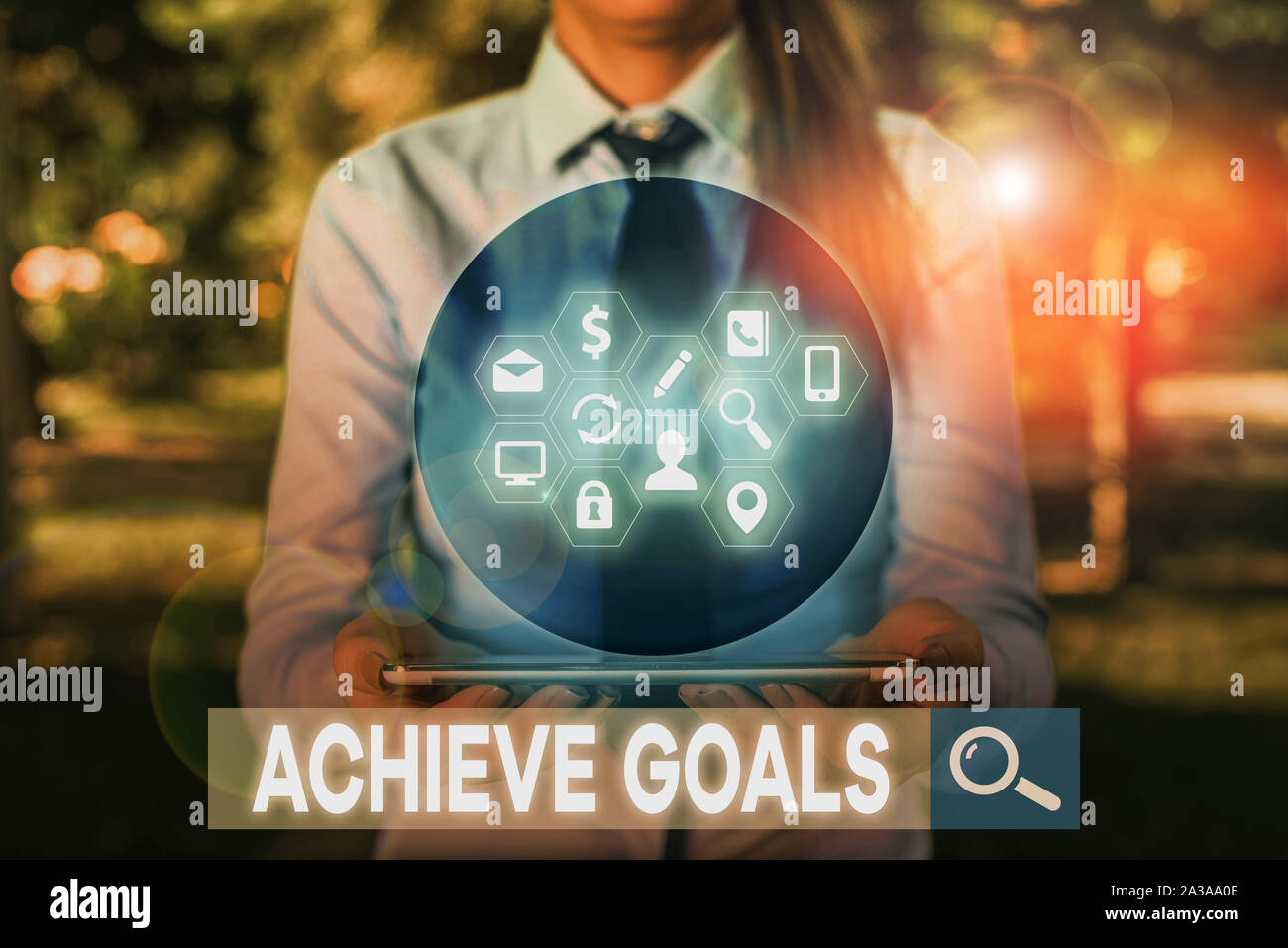 Writing note showing Achieve Goals. Business concept for Results ...