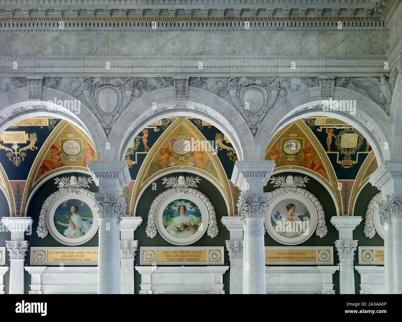 Second Floor, South Corridor. View of Spring, Summer and Autumn murals ...