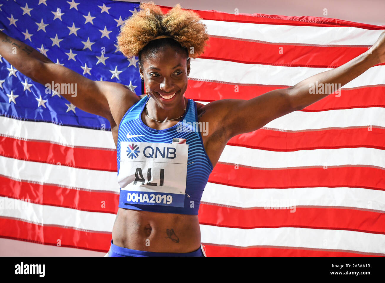 Nia Ali (USA). 100 Metres Hurdles Gold Medal. IAAF World Athletics ...