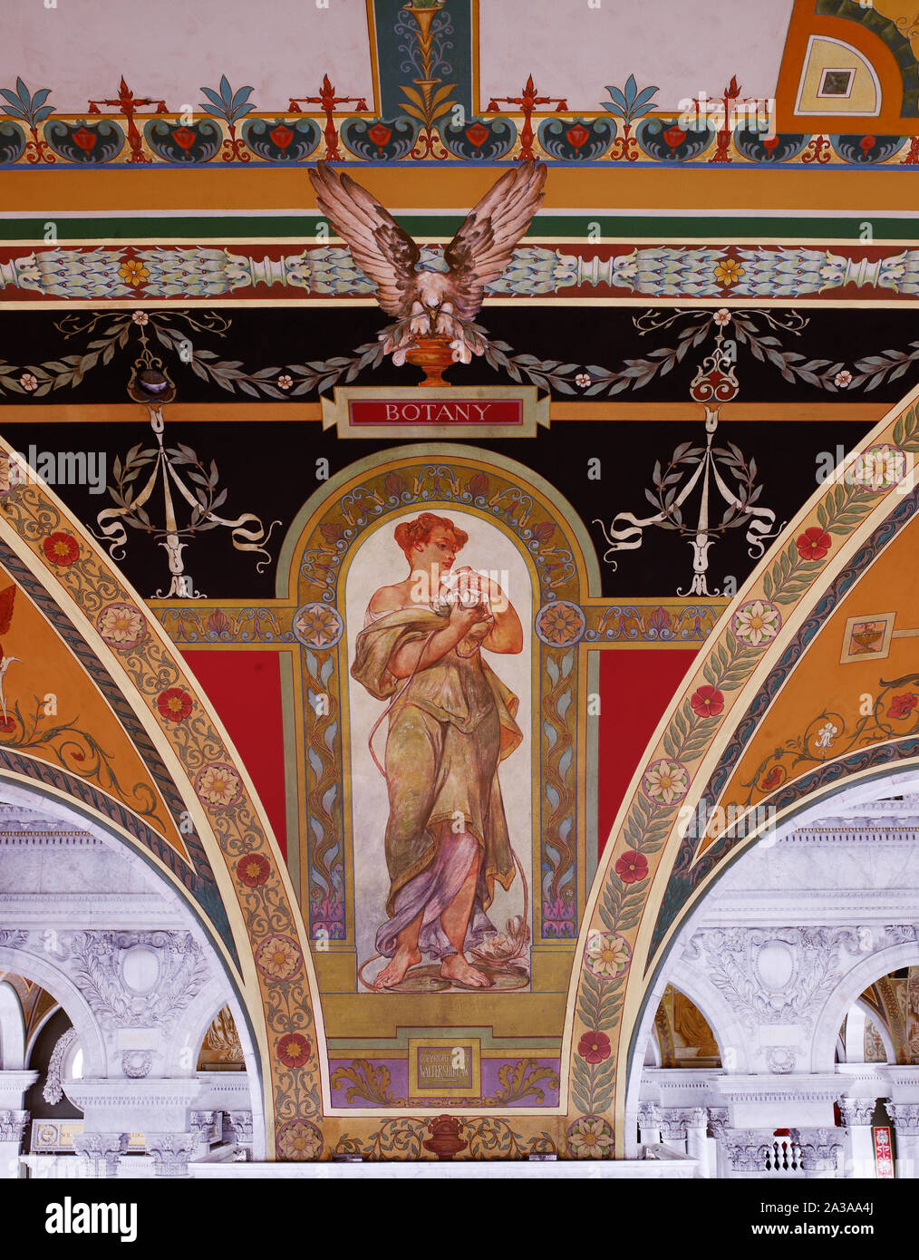 Second Floor, West Corridor. Mural of Botany by Walter Shirlaw. Library ...