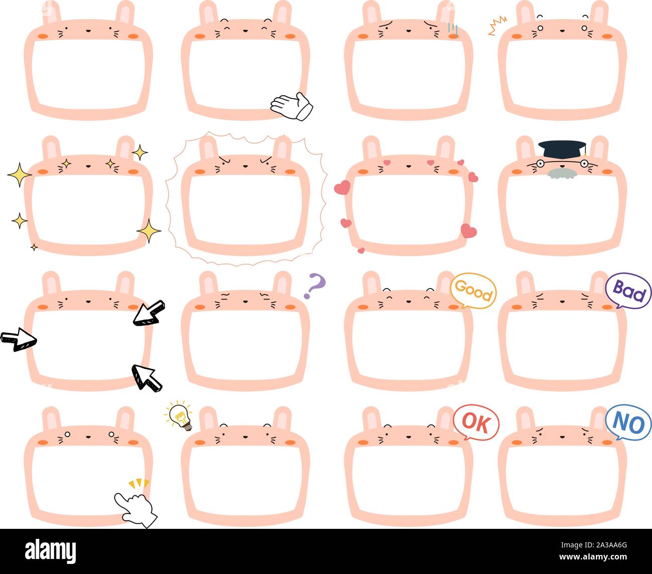 This is a illustration of Cute Rabbit whiteboard Stock Vector Image ...