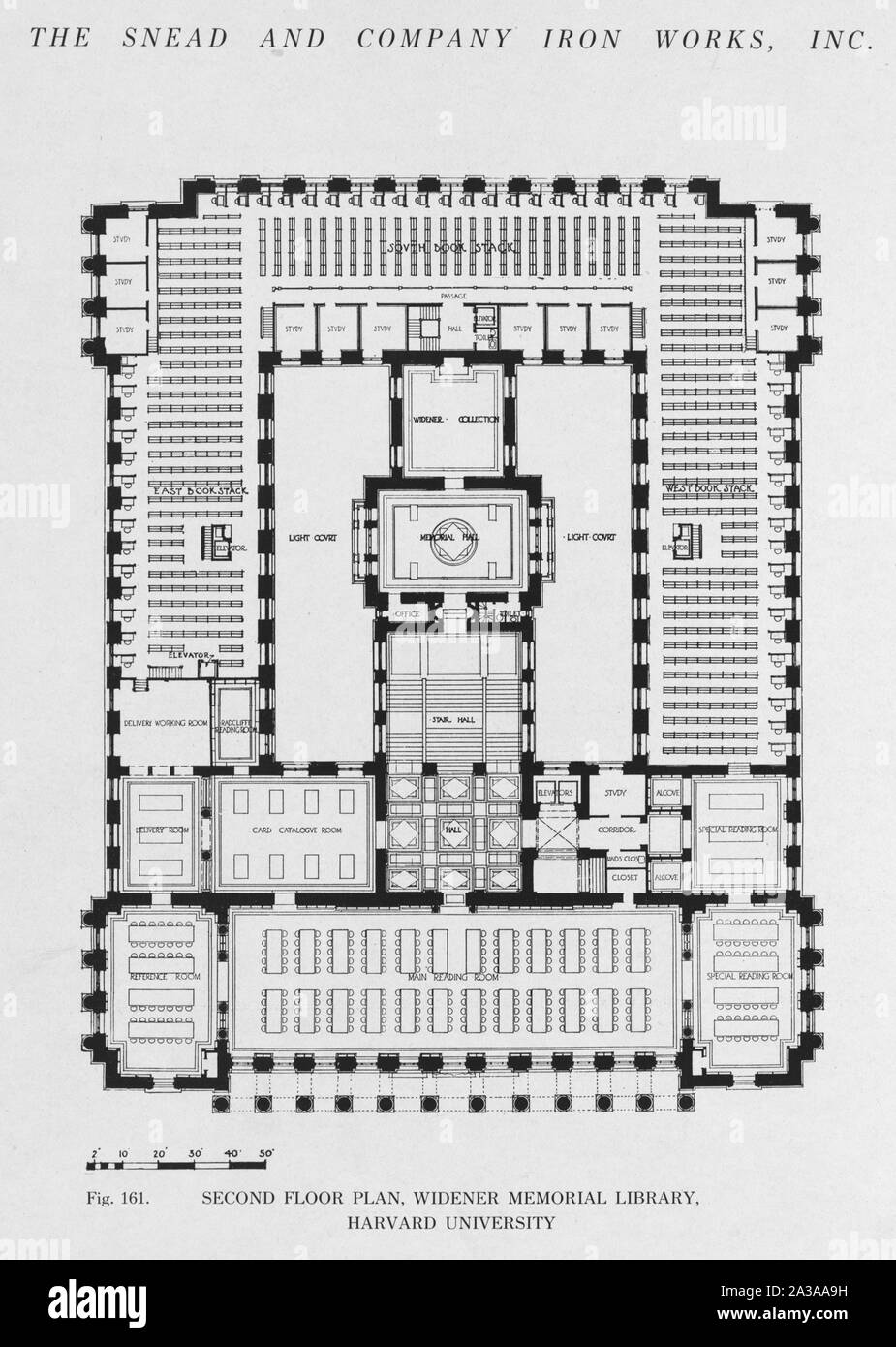 Second floor plan, Widener Memorial Library, Harvard University (fig ...