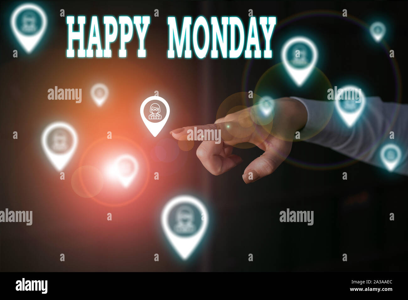 Writing note showing Happy Monday. Business concept for telling that ...
