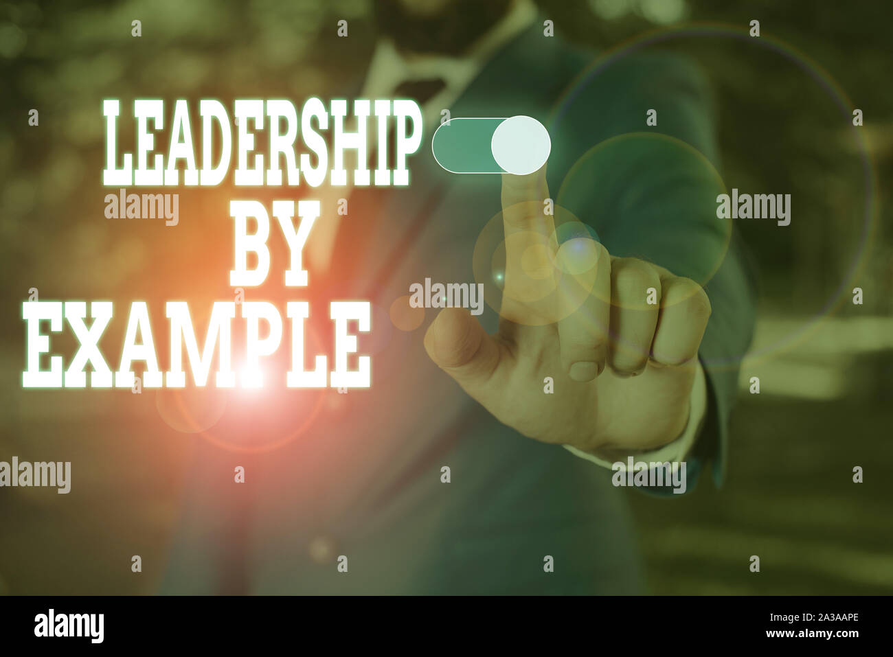 Text sign showing Leadership By Example. Business photo text Becoming ...