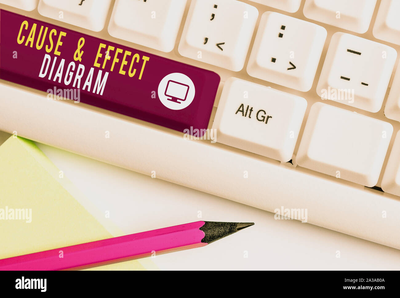 Writing note showing Cause And Effect Diagram. Business concept for ...