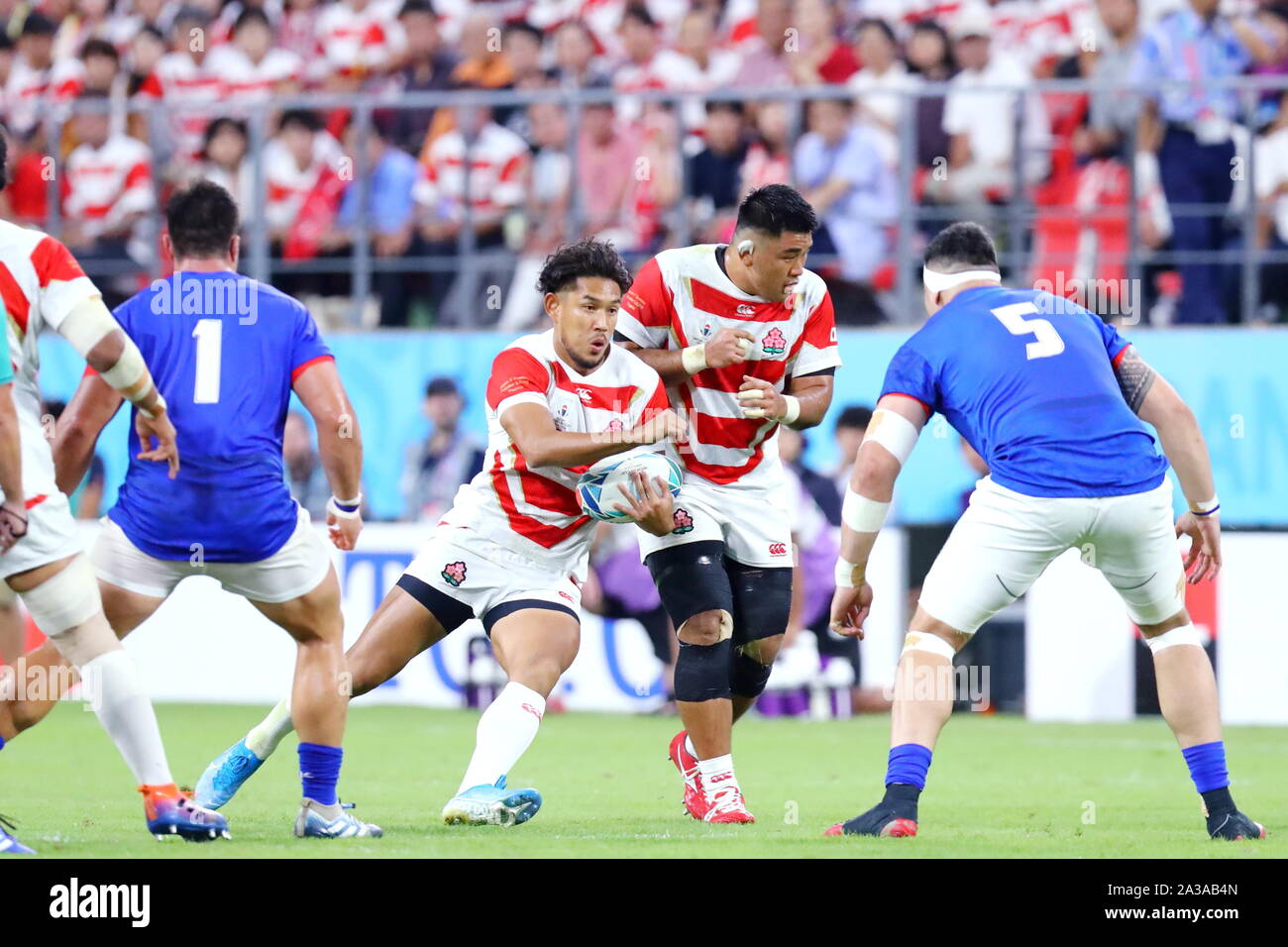 Toyota, Aichi, Japan. 5th Oct, 2019. (L-R) Ryohei Yamanaka, Jiwon Koo (JPN) Rugby : 2019 Rugby ...