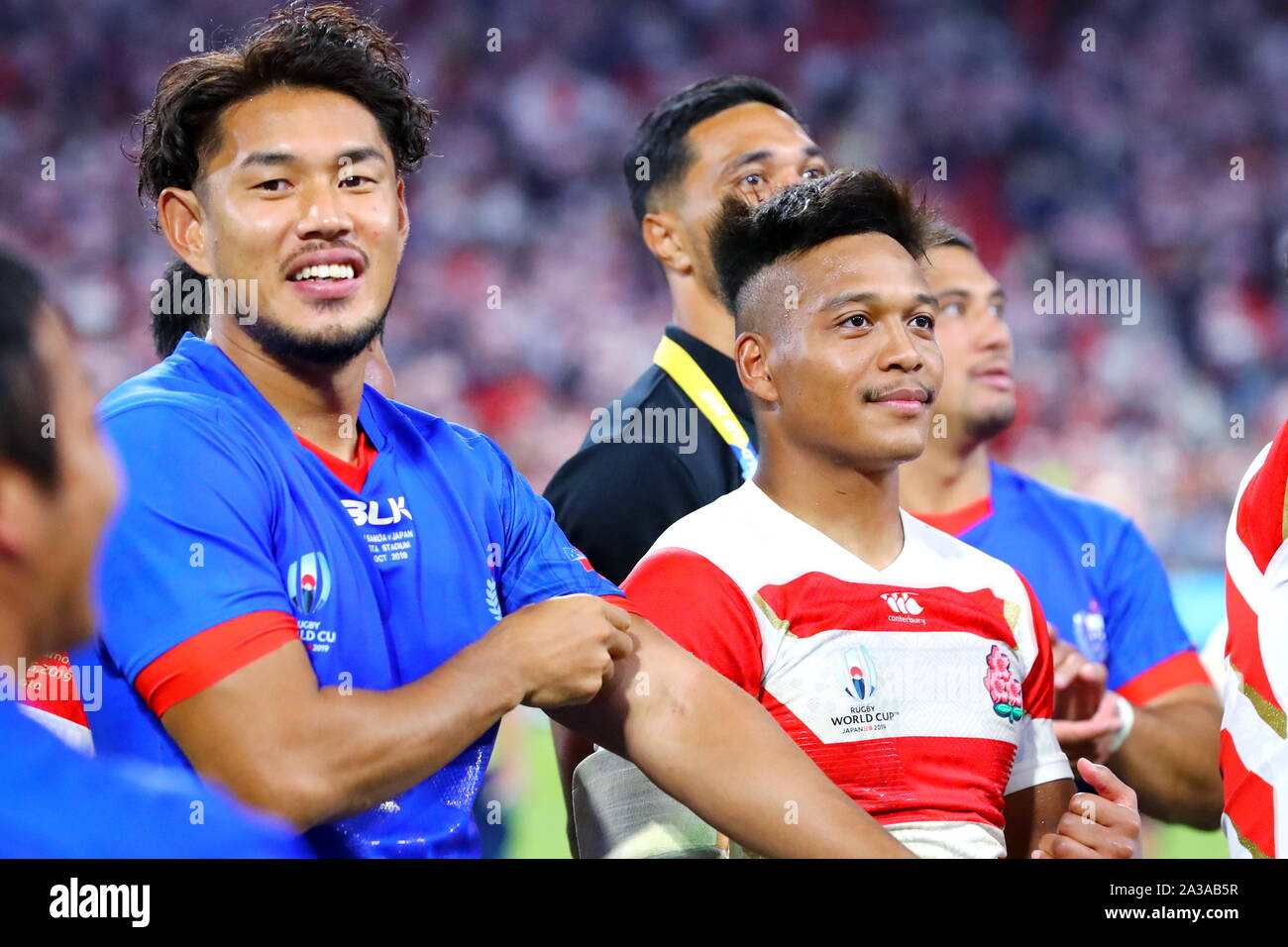 Toyota, Aichi, Japan. 5th Oct, 2019. (L-R) Ryohei Yamanaka, Kotaro Matsushima (JPN) Rugby : 2019 ...