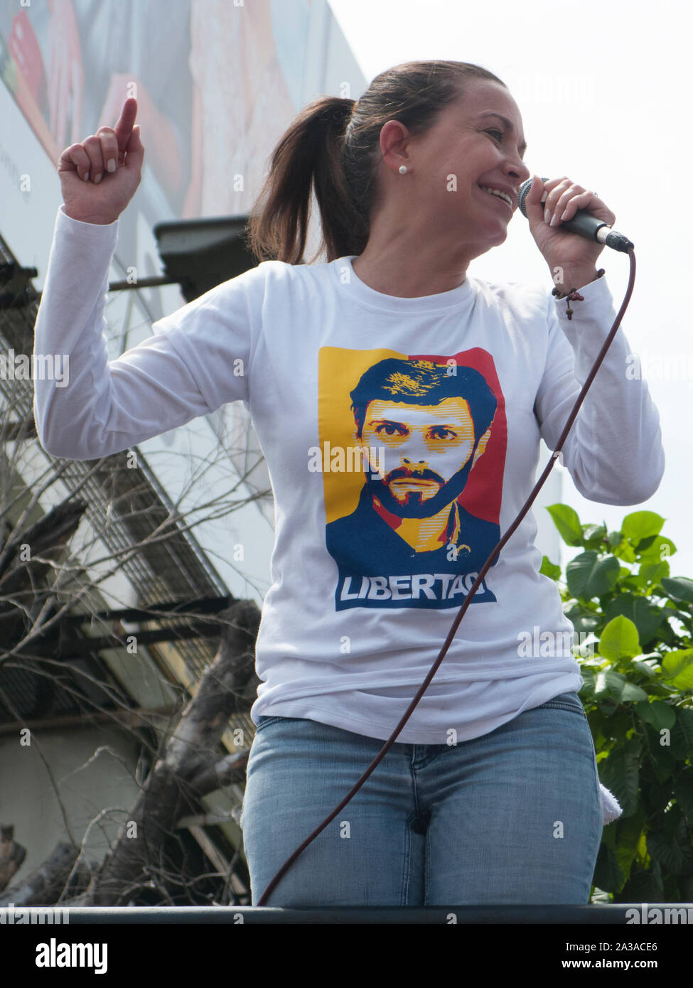 Venezuelan Opposition Leader Maria Corina Machado giving a speech ...