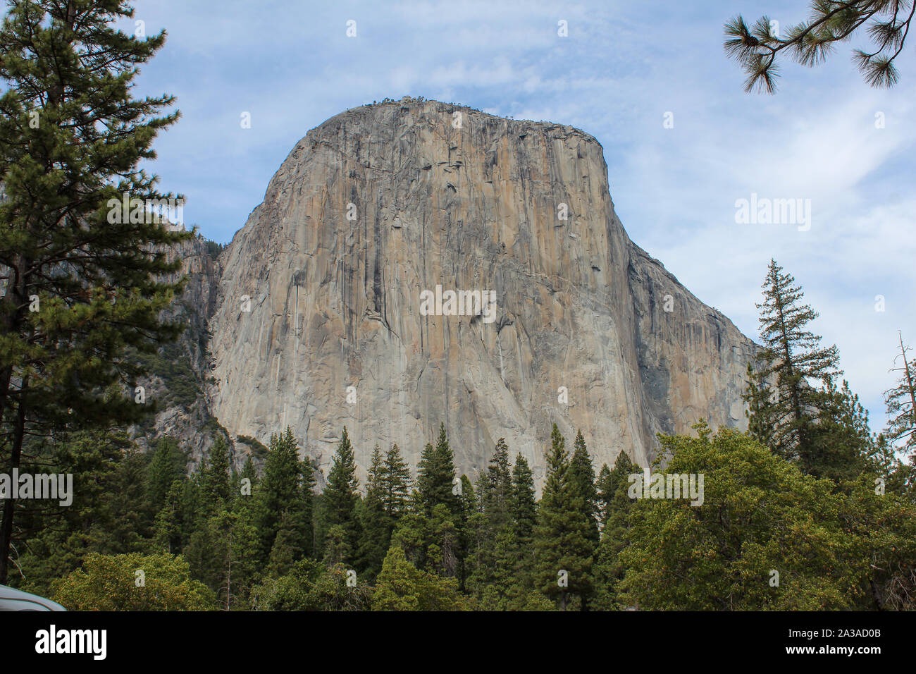 View of El Capitan, the vertical rock formation in Yosemite National ...