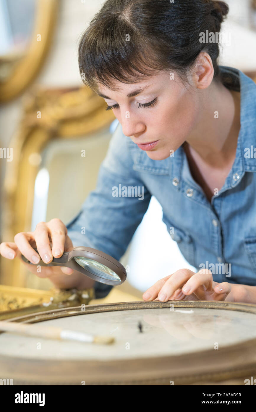 picture of beautiful woman with magnifying glass Stock Photo - Alamy