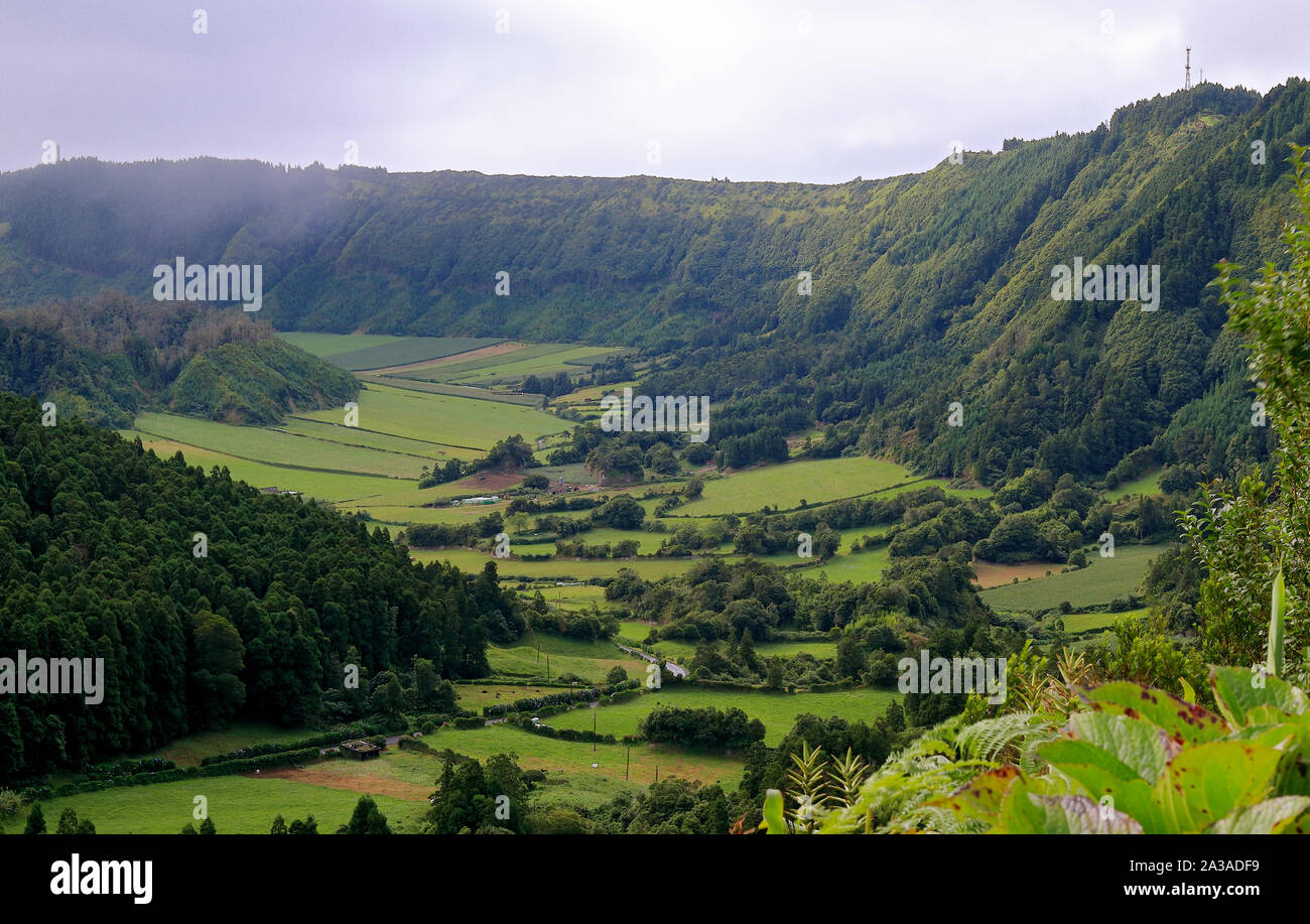 Aerial panoramic view of the São Miguel island, Azores, Portugal Stock ...