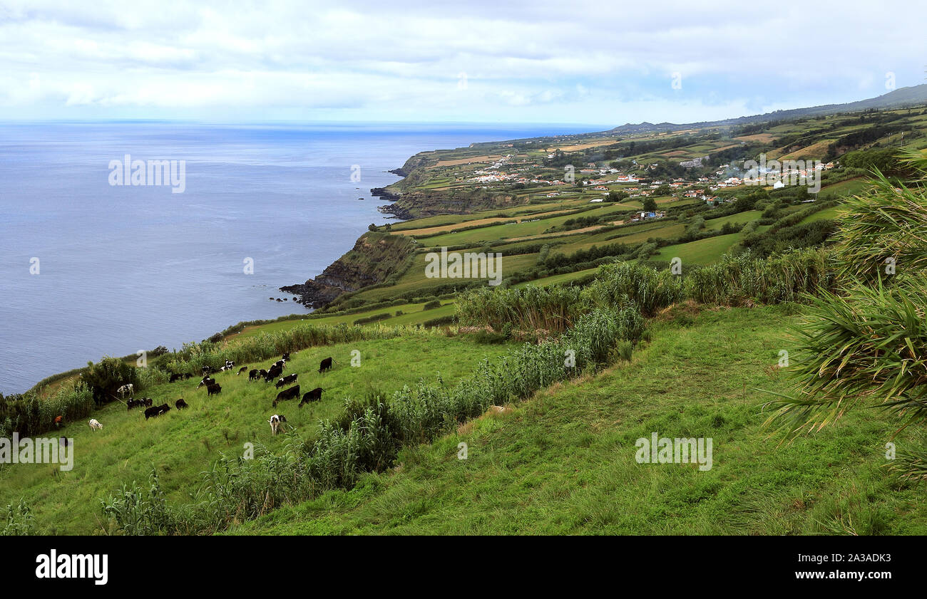 Aerial panoramic view of the São Miguel island, Azores, Portugal Stock ...