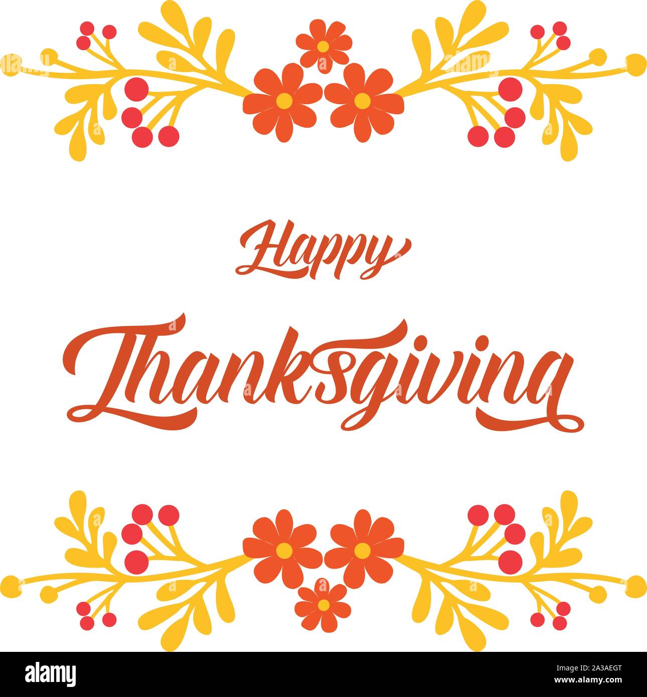 Lettering of poster thanksgiving, with beautiful autumn leaf flower ...