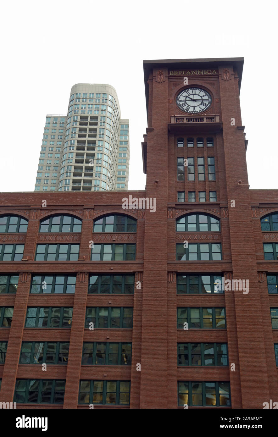 CLOCK TOWER FROM THE CHICAGO RIVER, CHICAGO Stock Photo - Alamy