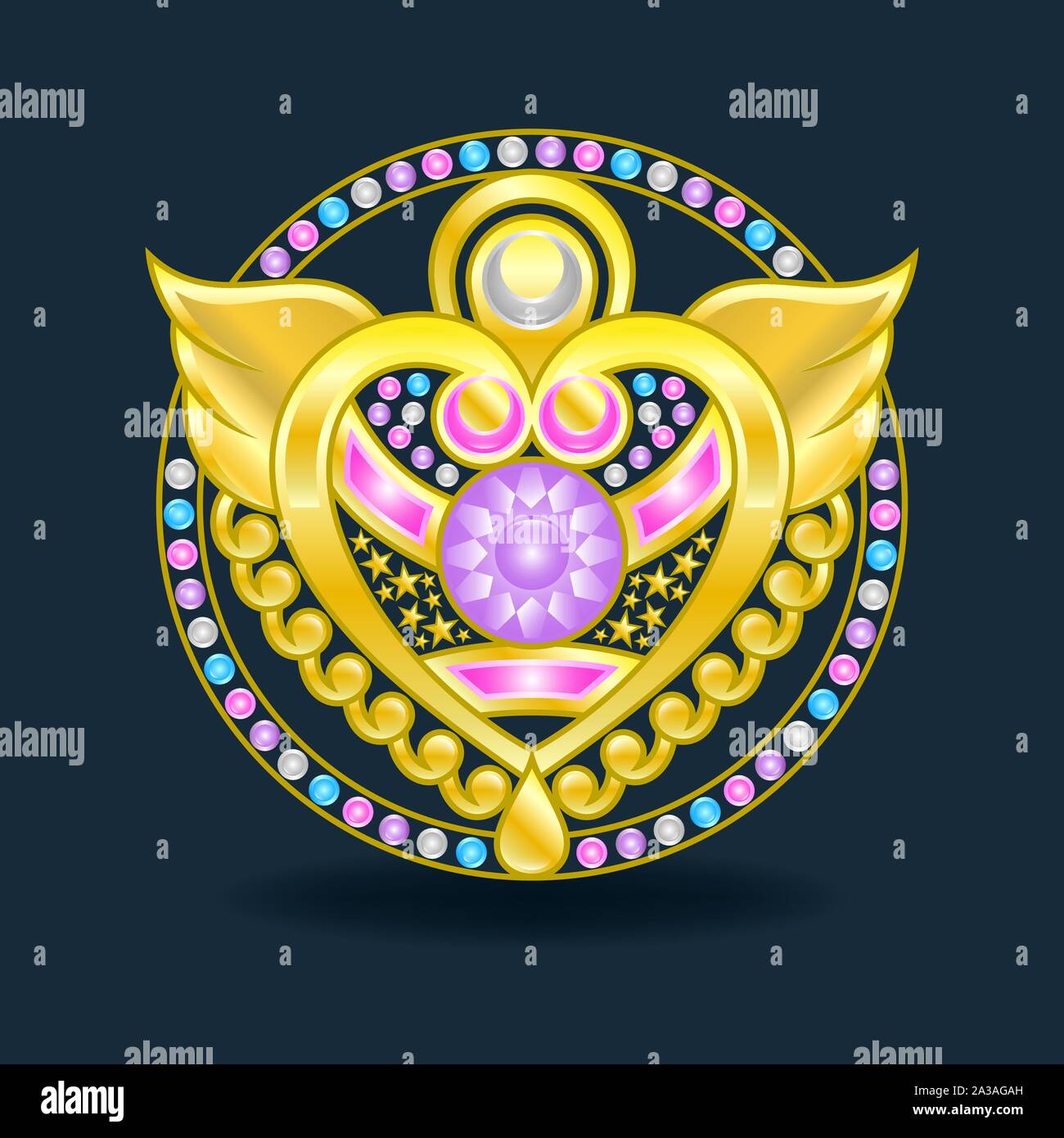 An example of a golden amulet with precious stones Stock Vector Image ...
