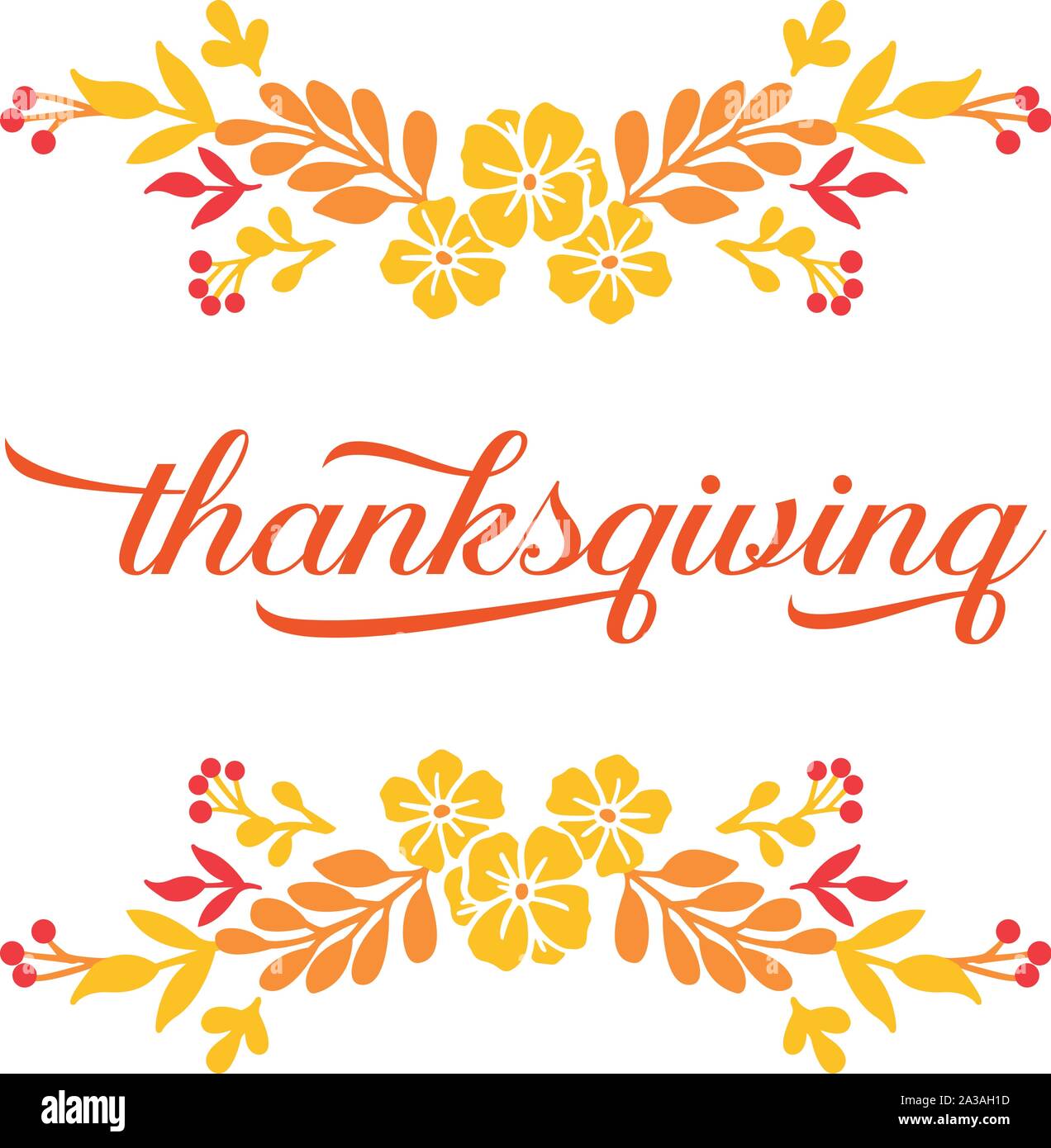 Banner text of thanksgiving, with drawing of beautiful leaf floral ...