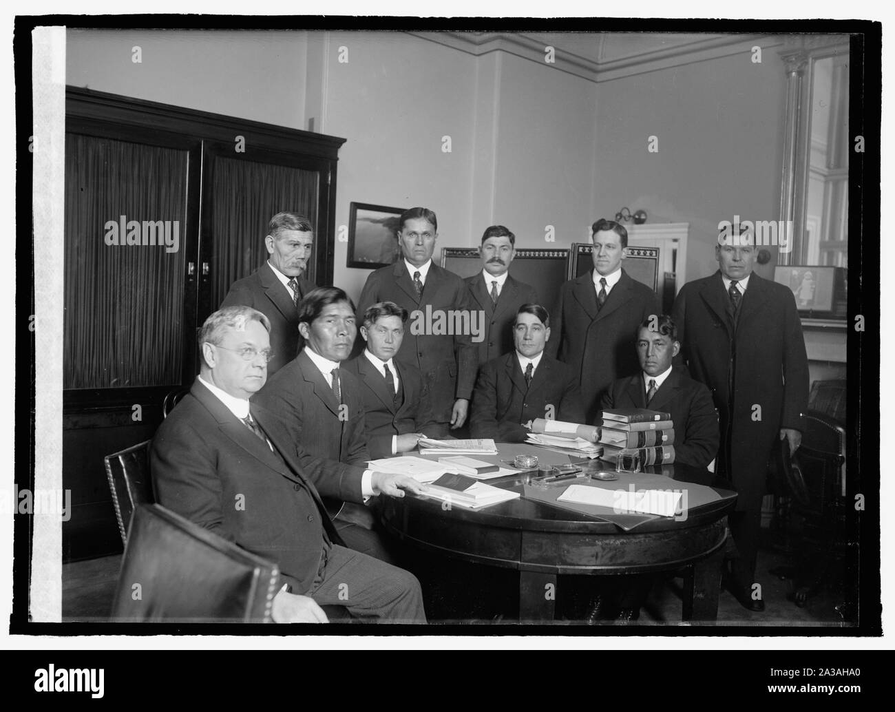 Senator Johnson & Indian group Stock Photo - Alamy