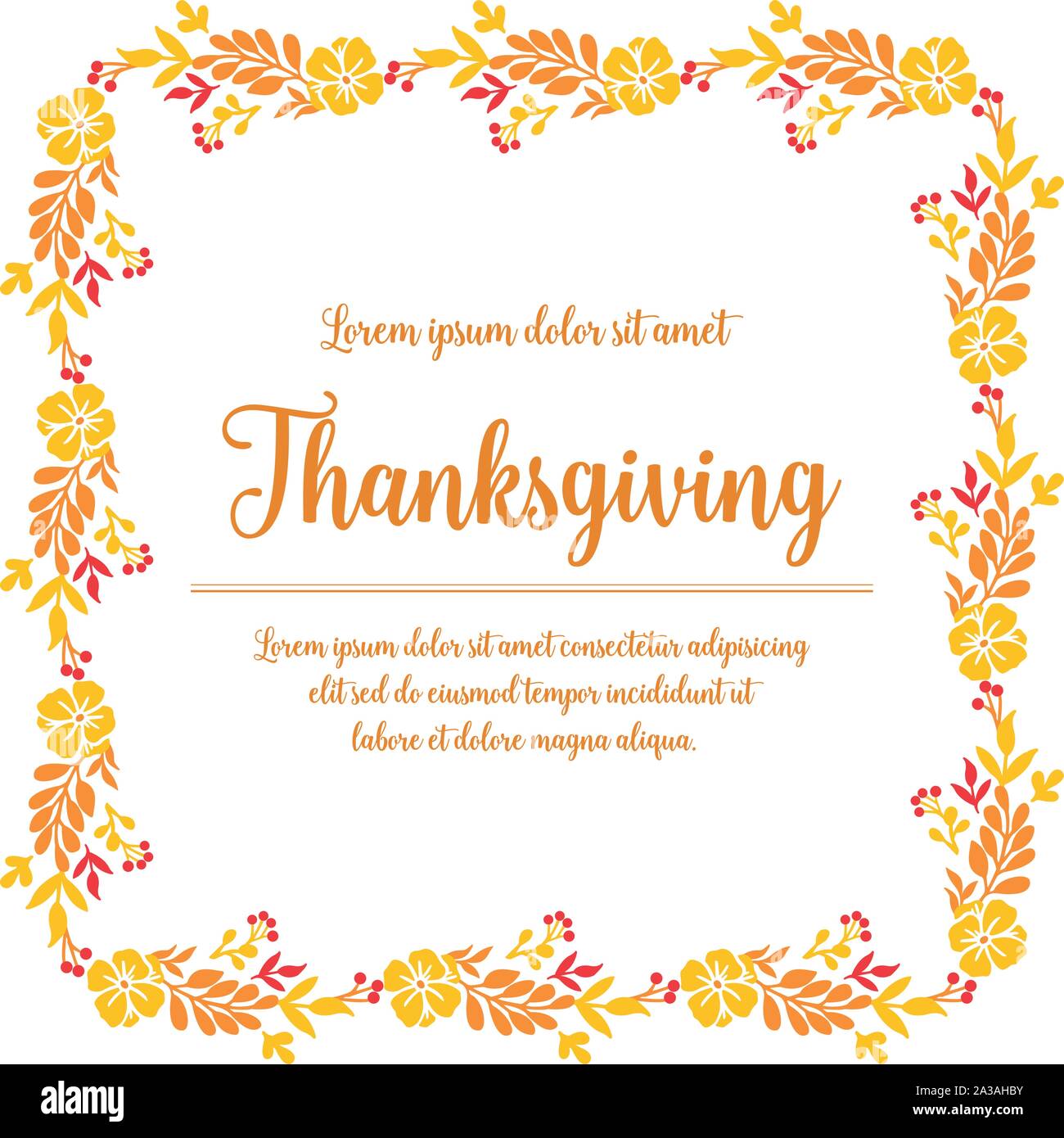 Template text of thanksgiving, with ornament of nature leaf flower ...