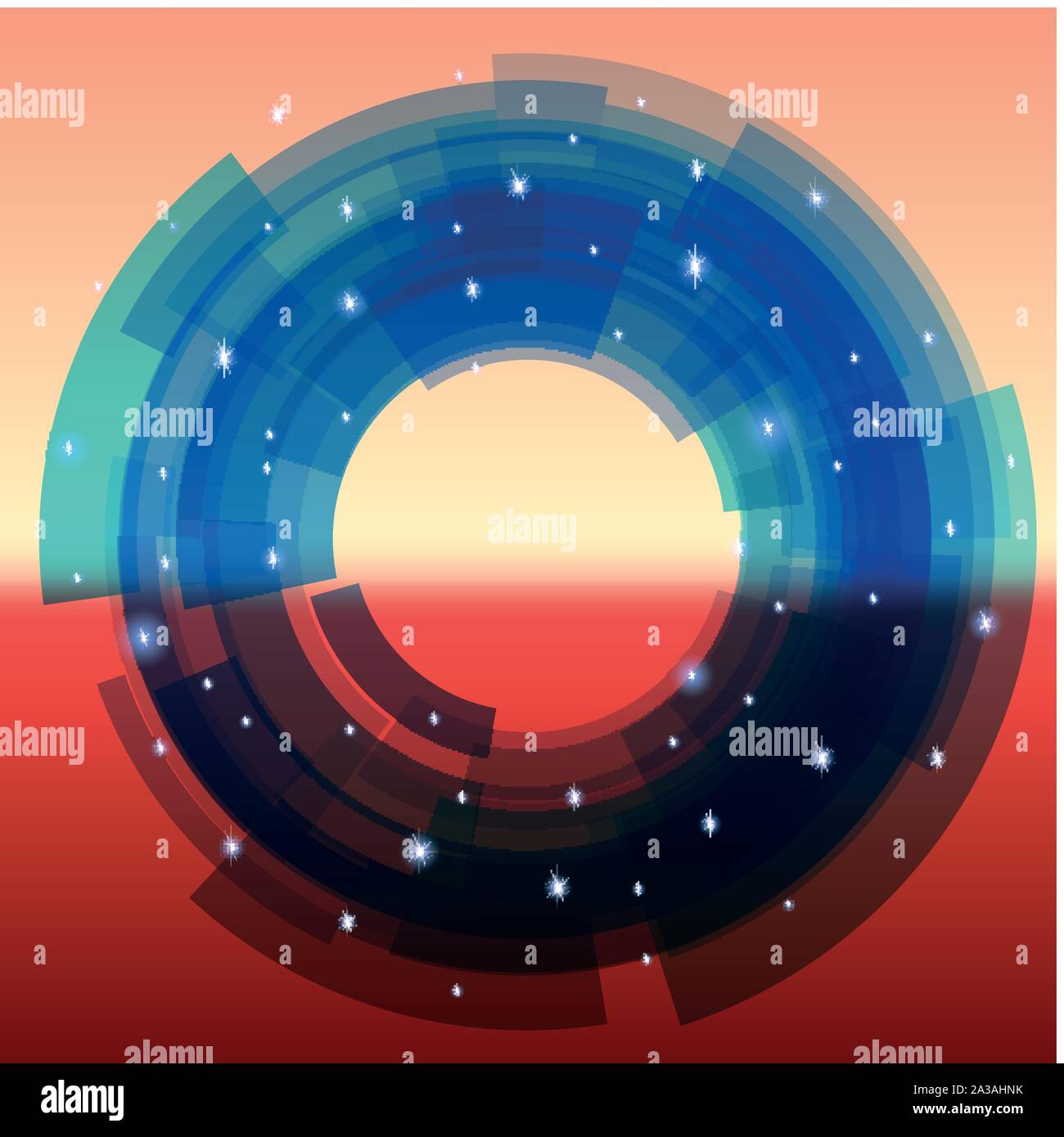 Retro-futuristic background with blue segmented circle Stock Vector ...