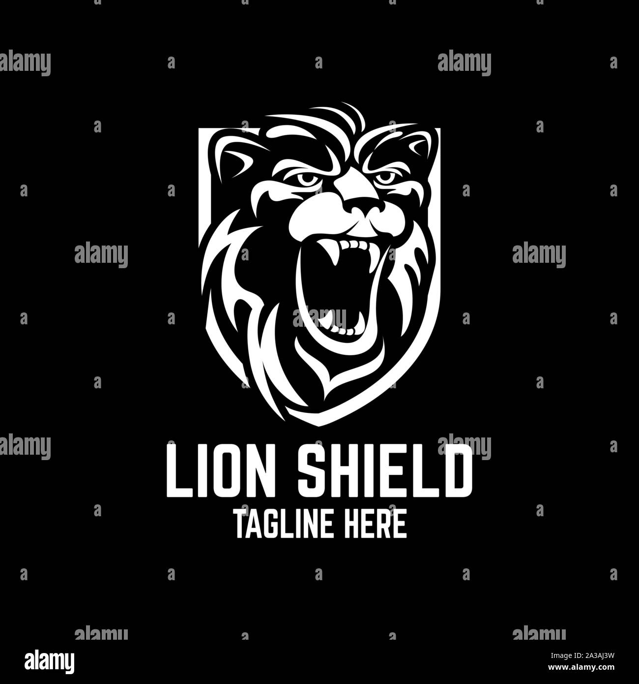 Lion shield logo design Black and White Stock Photos & Images - Alamy