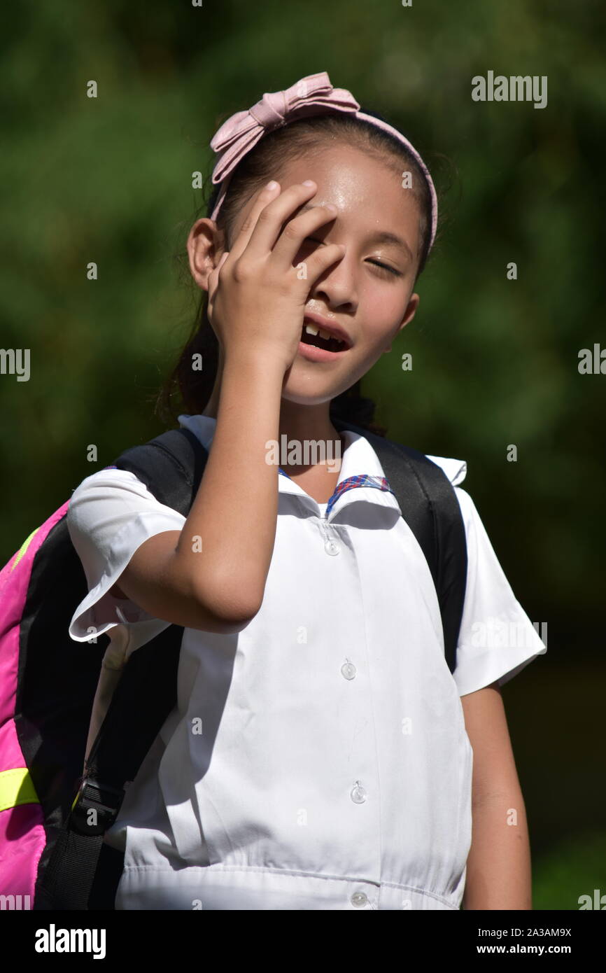 Student Teenager School Girl Memory Problems With Notebooks Stock Photo ...