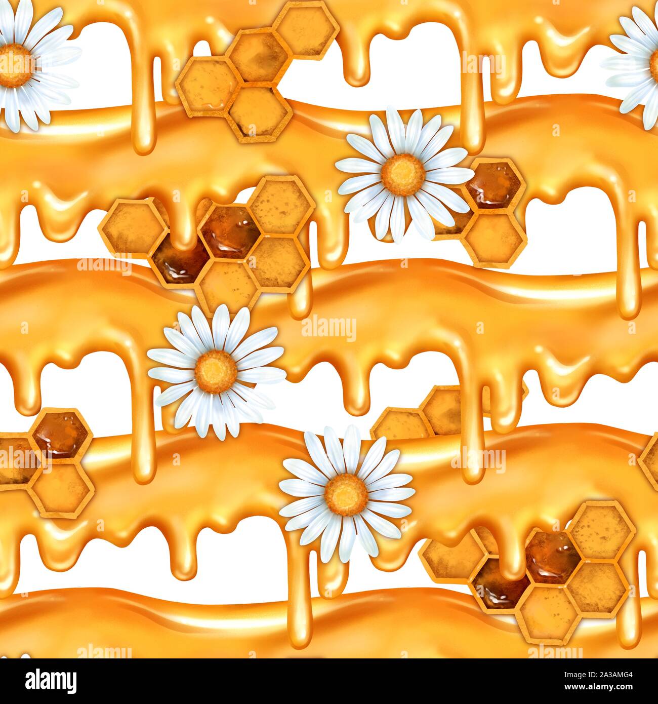 Seamless dripping honey pattern Stock Photo - Alamy