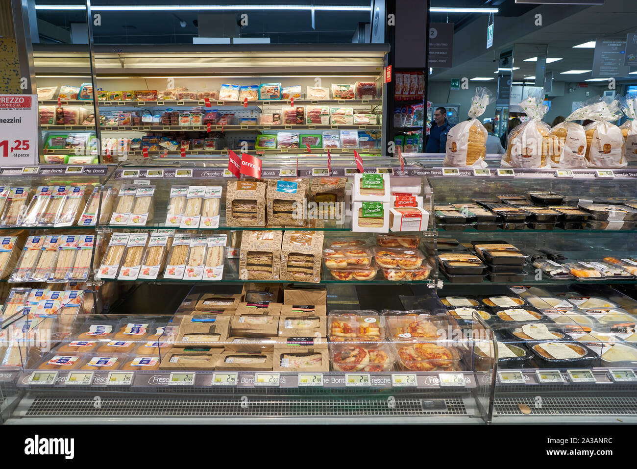 VERONA, ITALY - CIRCA MAY, 2019: interior shot of Pam supermarket in ...