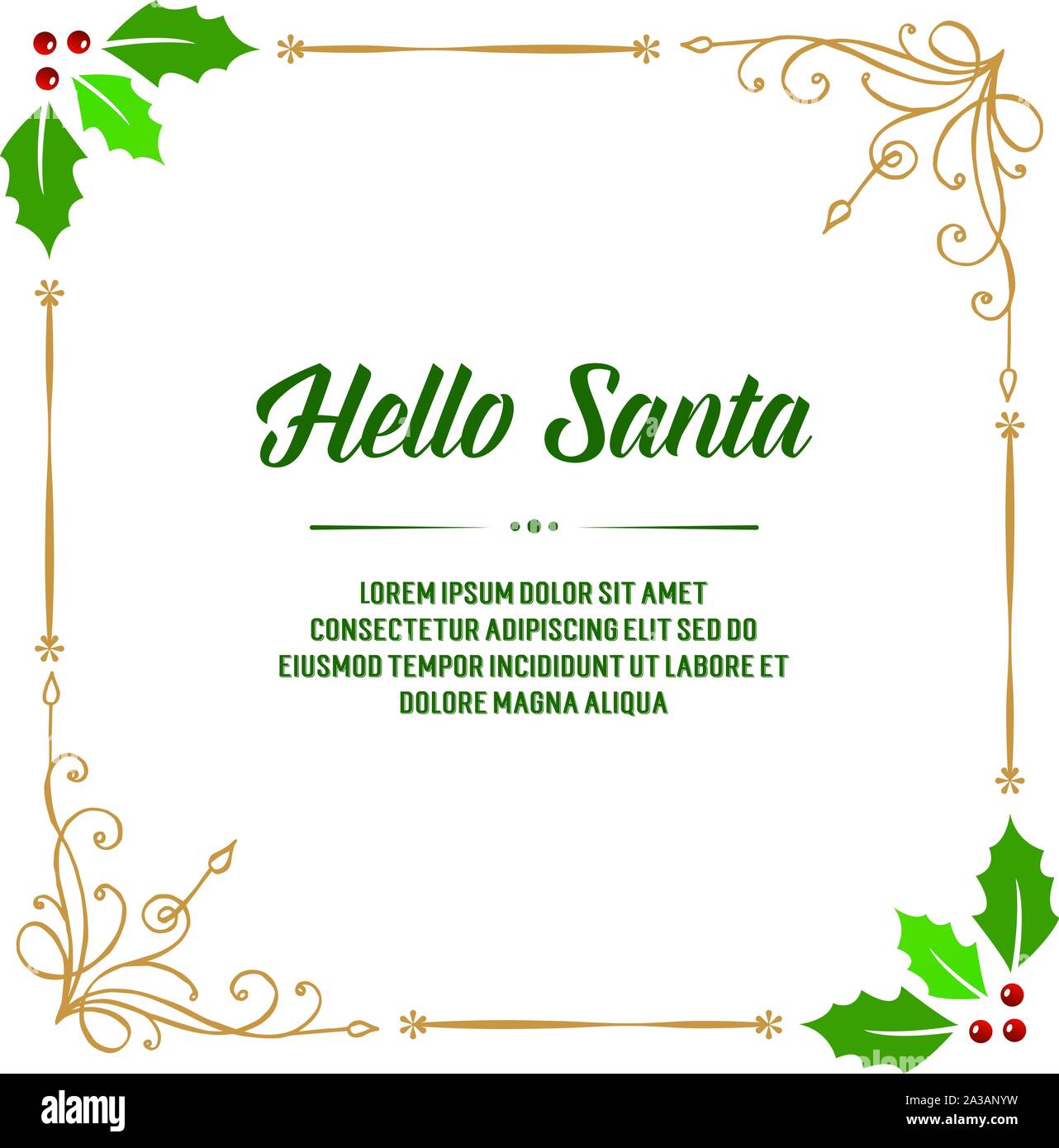 Realistic green leaves frame, isolated on white background, for ...