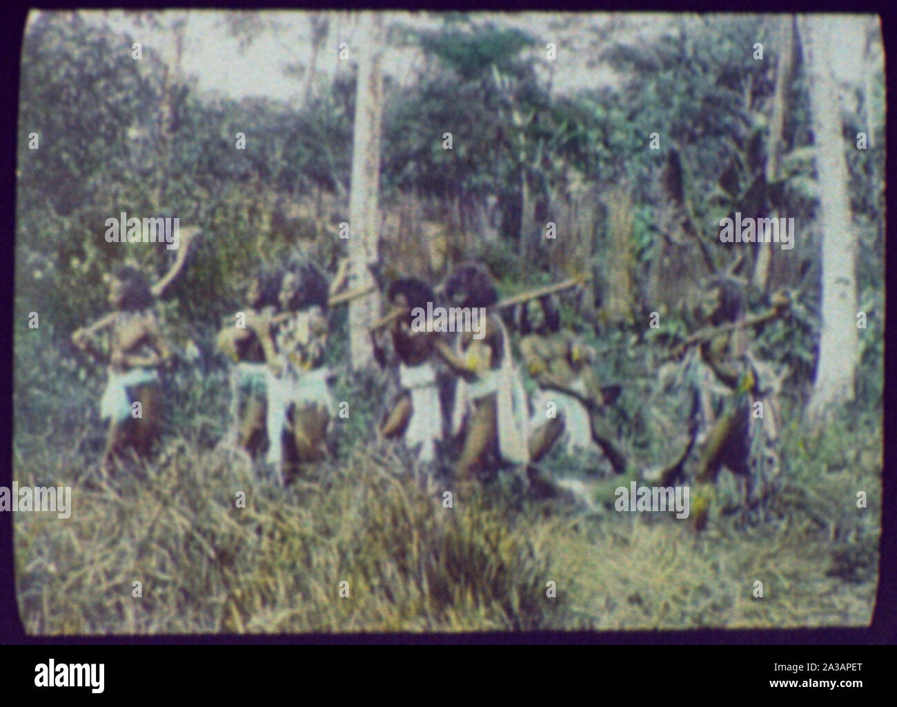 Seven warriors in jungle, two dragging dead () body Stock Photo - Alamy