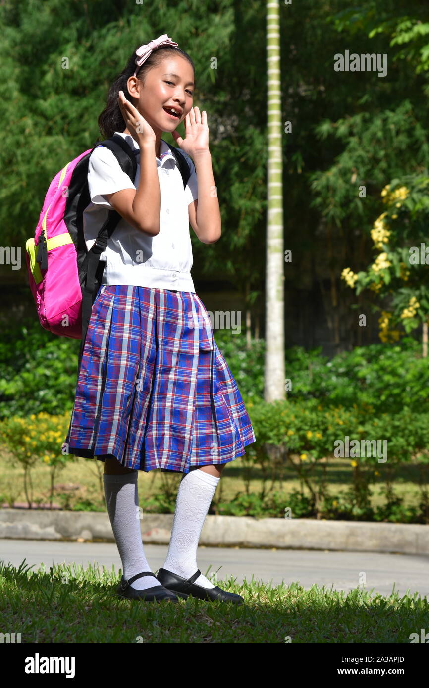 Surprised Female Student School Girl Wearing Uniform Stock Photo - Alamy