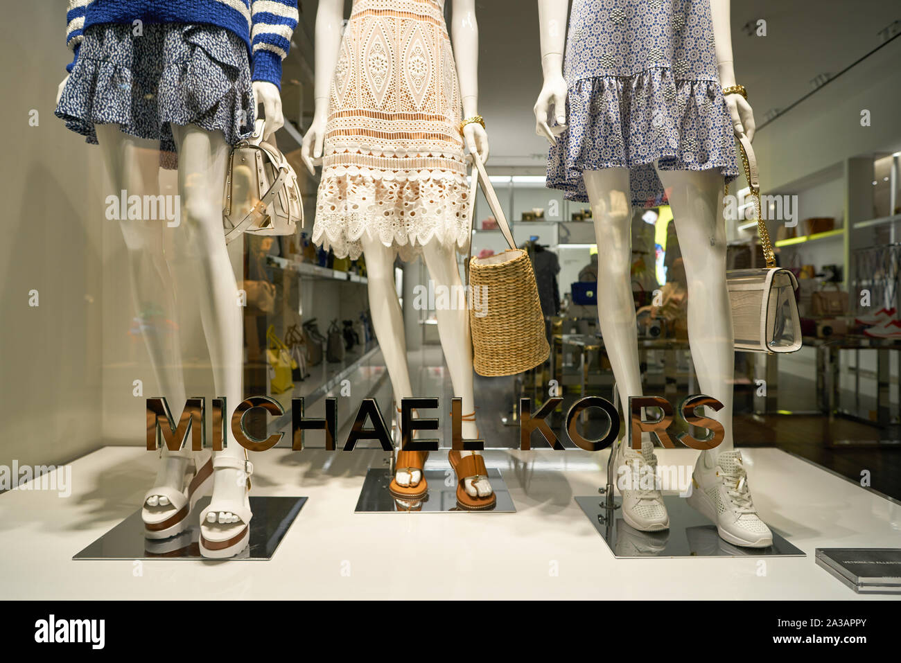 VERONA, ITALY - CIRCA MAY, 2019: display window of Michael Kors shop in ...