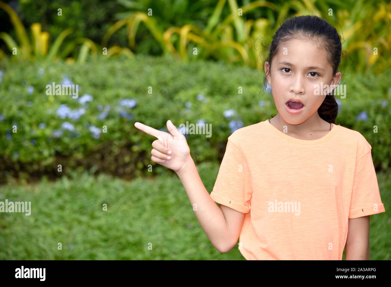 An A Minority Girl Pointing Stock Photo - Alamy