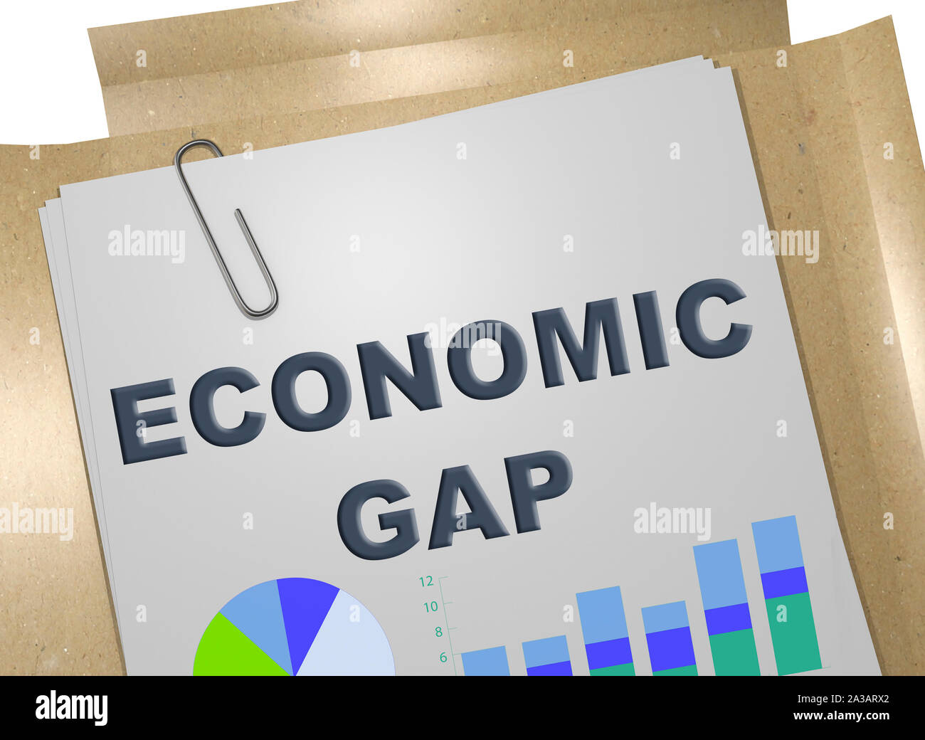 3D illustration of ECONOMIC GAP title on business document Stock Photo ...