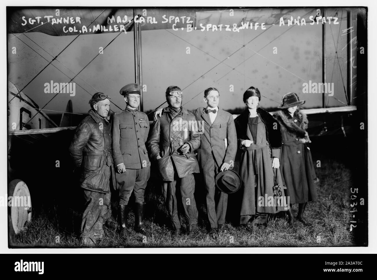 Sgt. Tanner, Maj. Carl Spatz, Col. A. Miller, C.B. Spatz & wife, Anna ...