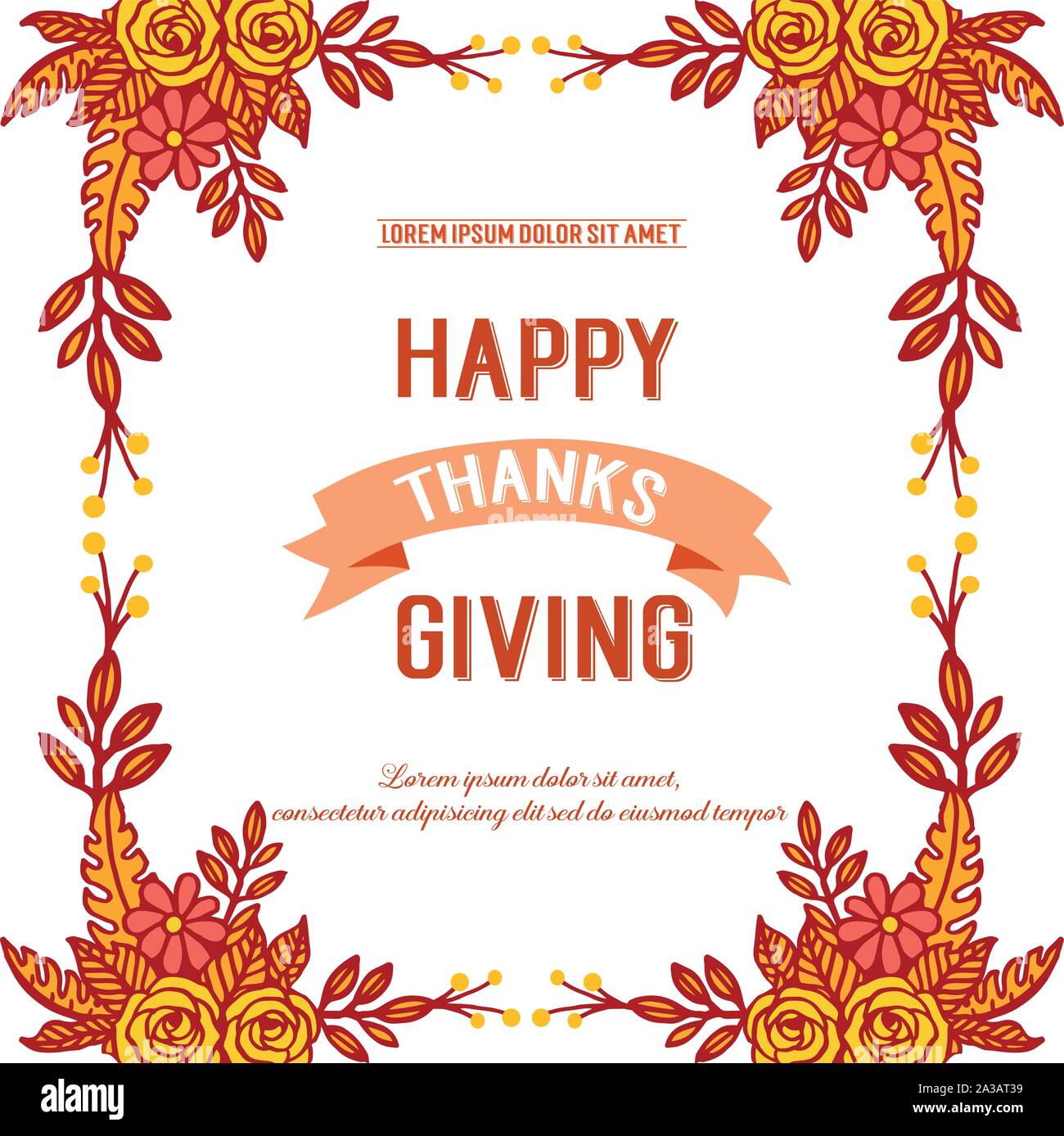 Poster thanksgiving with border of autumn leaf flower frame background ...