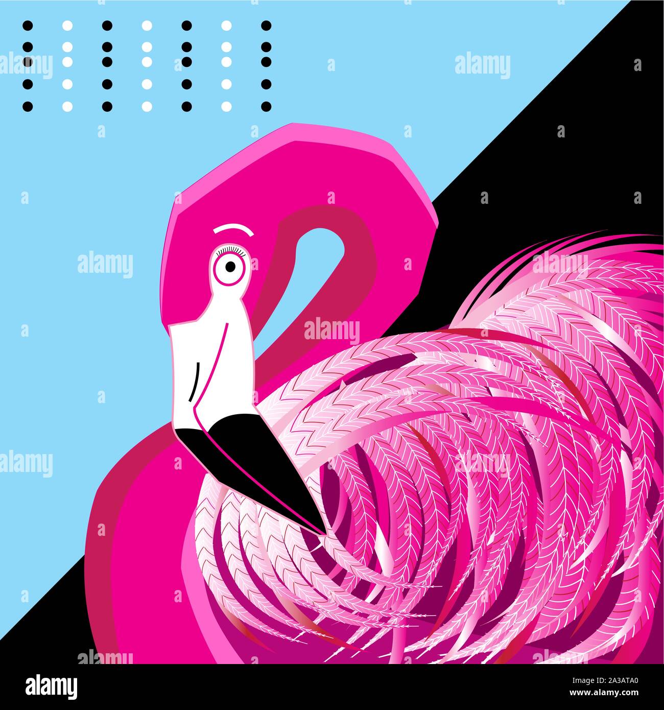 Pink vector portrait of Flamingo on light background. The poster animal ...