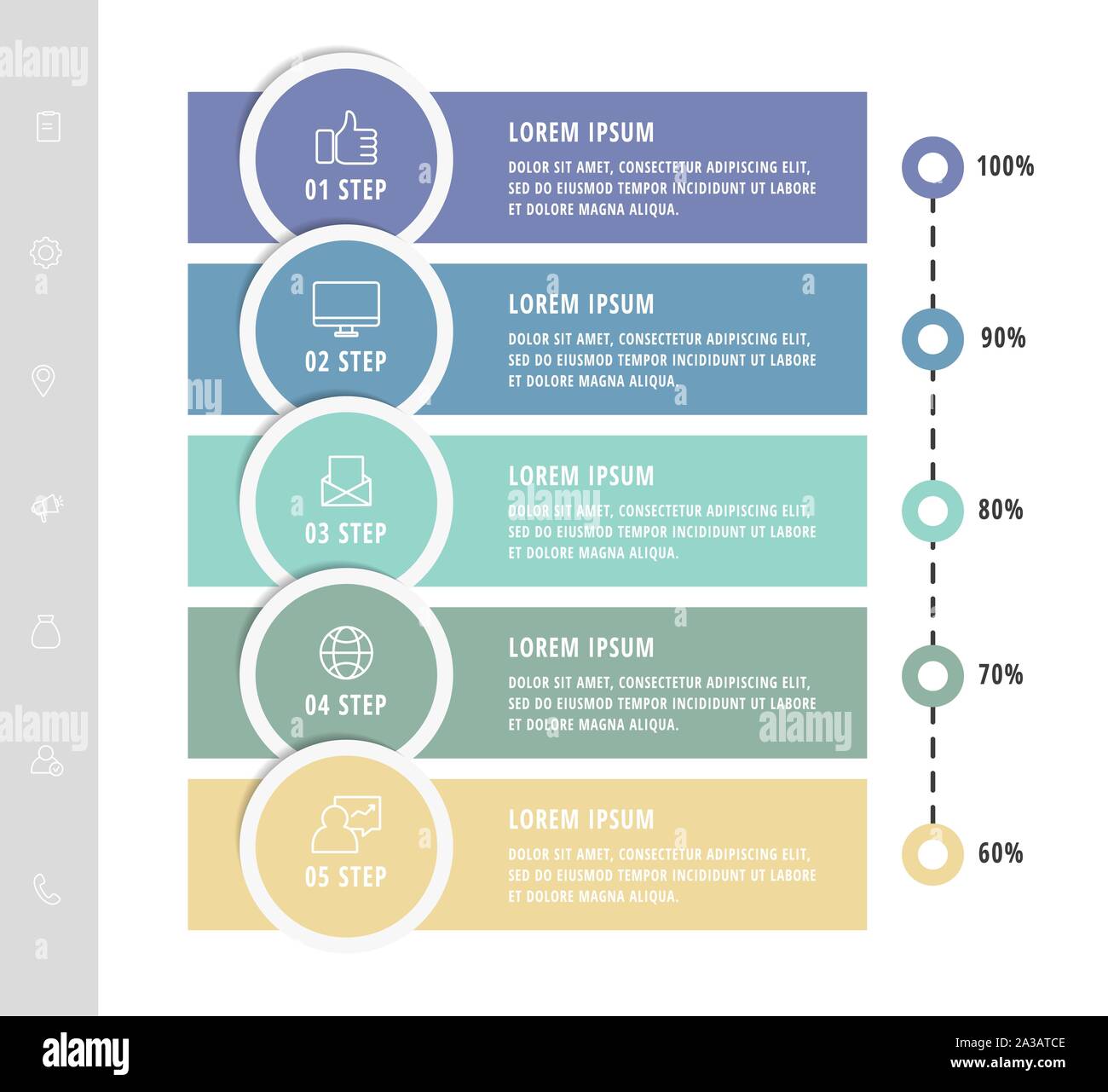 Vector infographic flat template circles for five label, diagram, graph ...
